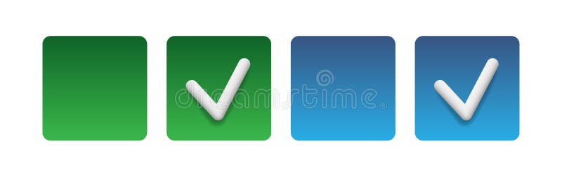 Checkbox. White 3d Check Mark on a Green and Blue Square Background ...