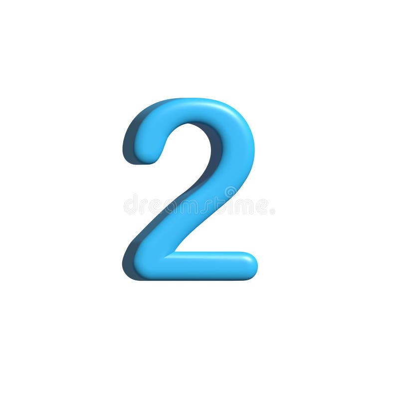 3d Realistic Blue Number Two Icon Stock Illustration - Illustration of ...