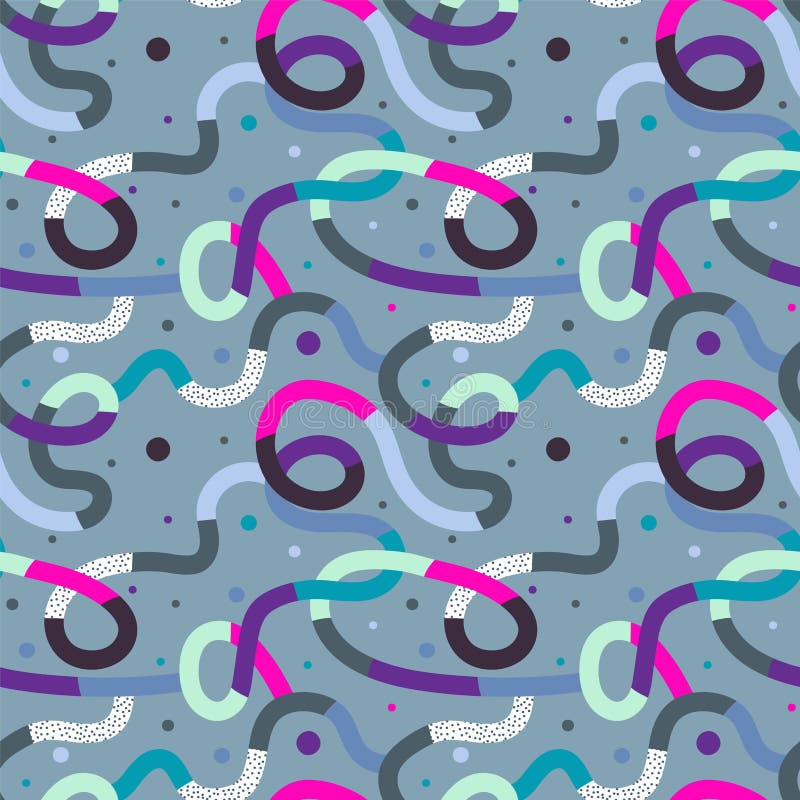 Seamless Cute Pattern with Wave Colorful Line with Dots Stock ...