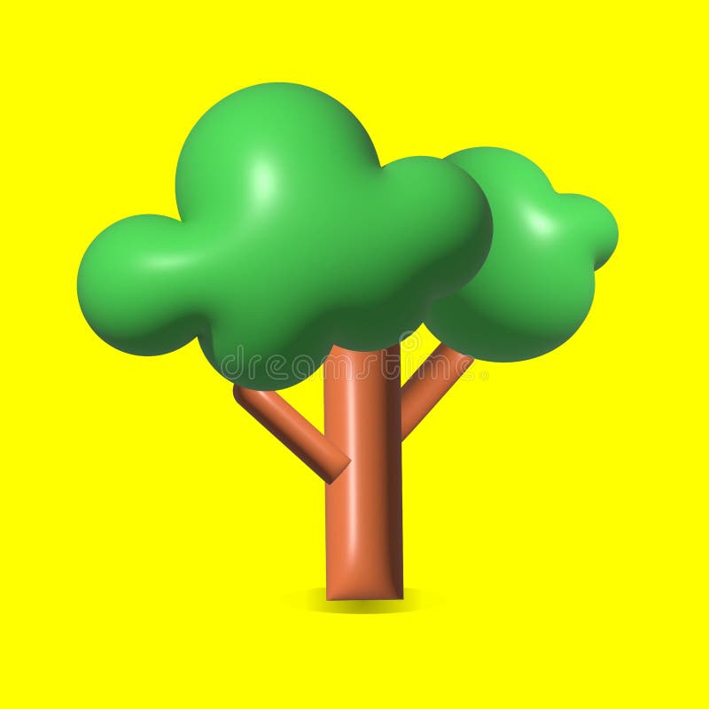 3d Realistic Tree Icon Illustration. Stock Illustration - Illustration ...