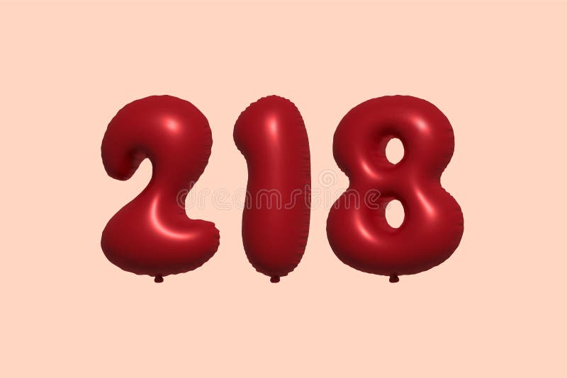 Red Helium Balloon 3D Number 218 Stock Vector - Illustration of ...