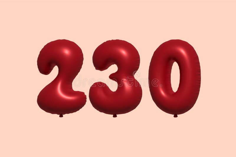 Red Helium Balloon 3D Number 230 Stock Vector - Illustration of design ...