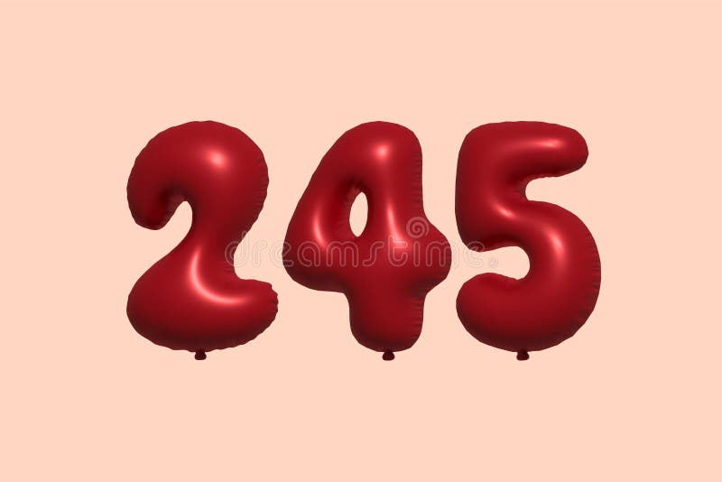 Red Helium Balloon 3D Number 245 Stock Vector - Illustration of vector ...
