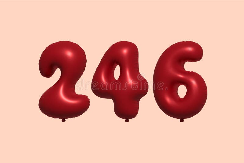 Red Helium Balloon 3D Number 246 Stock Vector - Illustration of percent ...