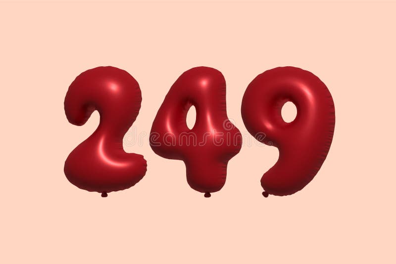Red Helium Balloon 3D Number 249 Stock Vector - Illustration of decor ...