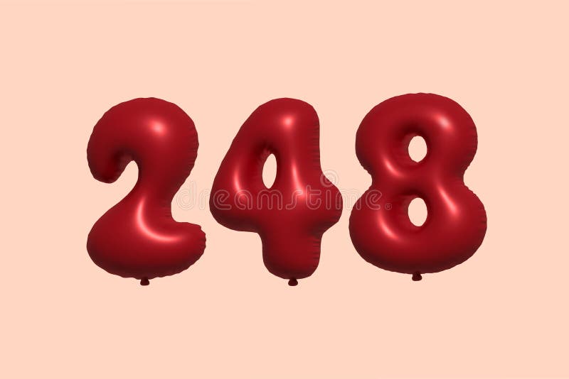 Red Helium Balloon 3D Number 248 Stock Vector - Illustration of vector ...