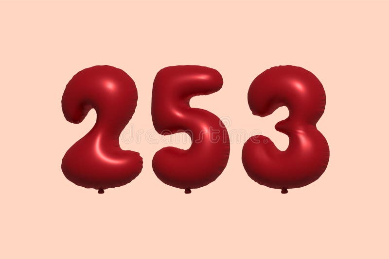 Red Helium Balloon 3D Number 253 Stock Vector - Illustration of design ...