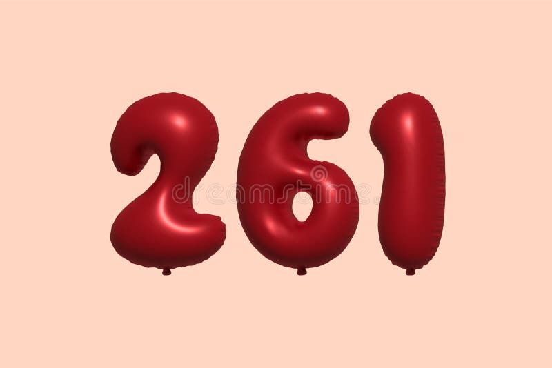 Red Helium Balloon 3D Number 261 Stock Vector - Illustration of ...