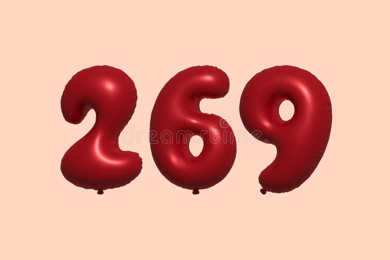 Red Helium Balloon 3D Number 269 Stock Vector - Illustration of helium ...