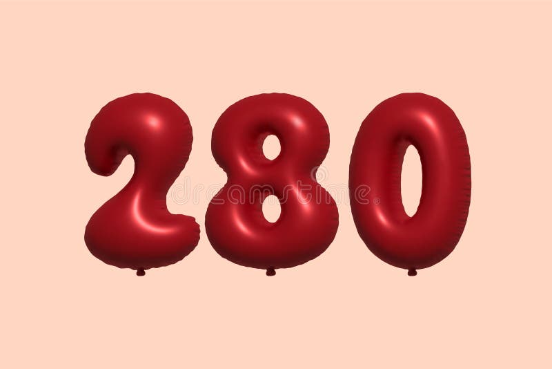 Red Helium Balloon 3D Number 280 Stock Vector - Illustration of offer ...