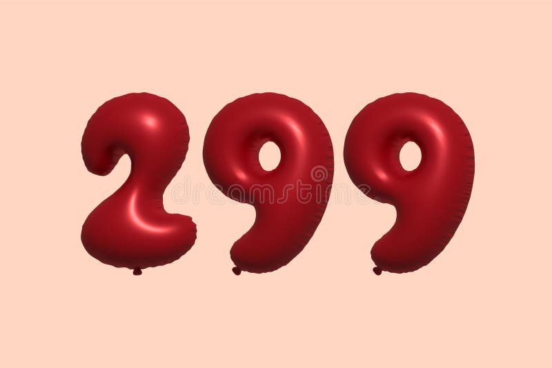 Red Helium Balloon 3D Number 299 Stock Vector - Illustration of coupon ...