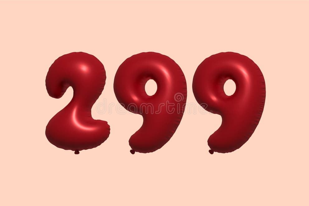 Red Helium Balloon 3D Number 299 Stock Vector - Illustration of coupon ...