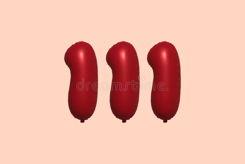 Red Helium Balloon 3D Number 111 Stock Vector - Illustration of ...