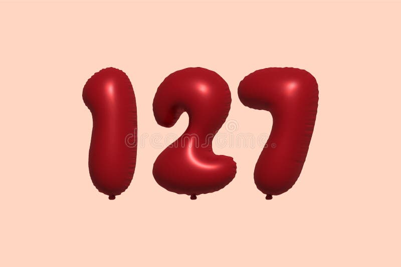 Red Helium Balloon 3D Number 127 Stock Vector - Illustration of vector ...