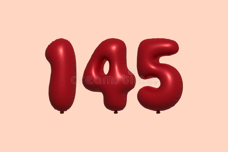 Red Helium Balloon 3D Number 145 Stock Vector - Illustration of percent ...