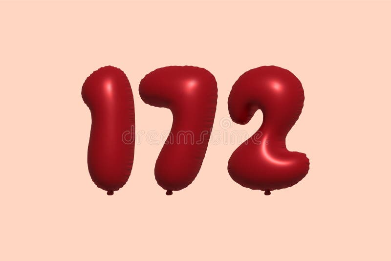 Red Helium Balloon 3D Number 172 Stock Vector - Illustration of ...