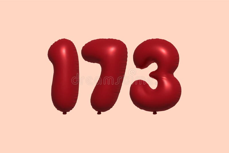 Red Helium Balloon 3D Number 173 Stock Vector - Illustration of gift ...