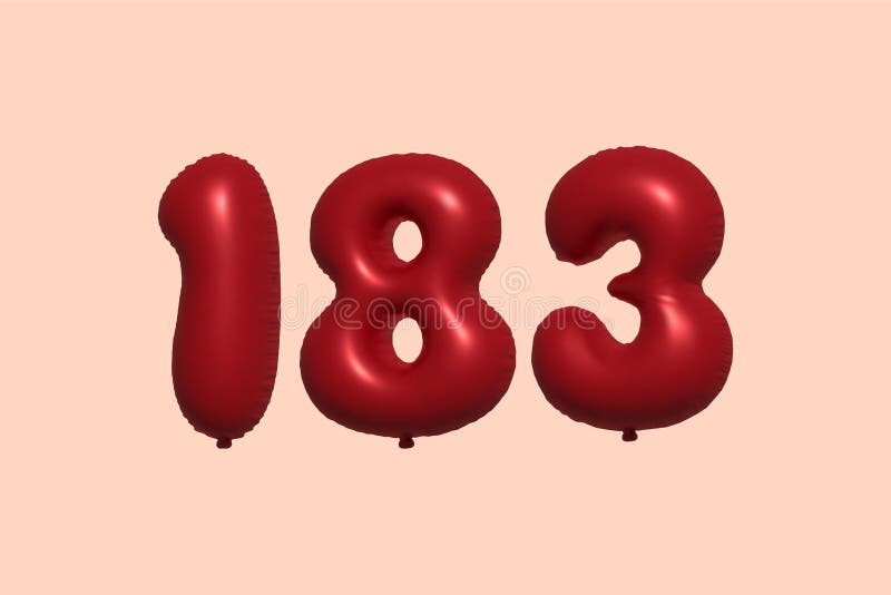 Red Helium Balloon 3D Number 183 Stock Vector - Illustration of ...