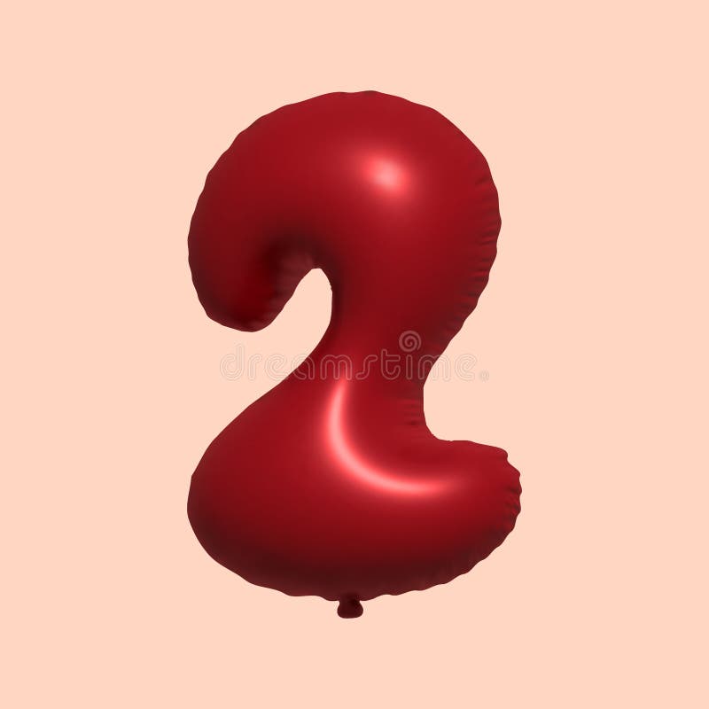 Red Helium Balloon 3D Number 2 Stock Vector - Illustration of design ...