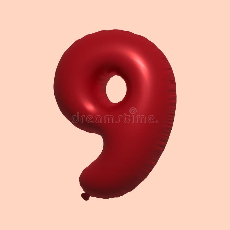 Red Helium Balloon 3D Number 9 Stock Vector - Illustration of year ...