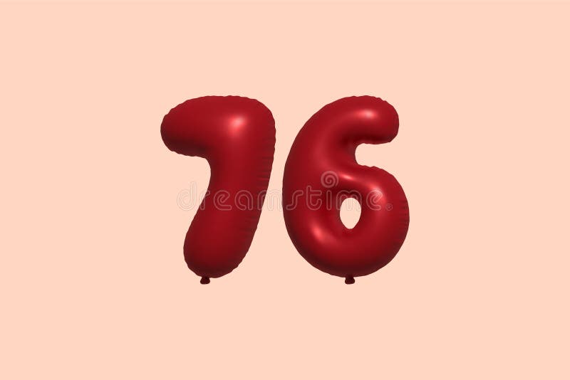Red Helium Balloon 3D Number 76 Stock Vector - Illustration of discount ...