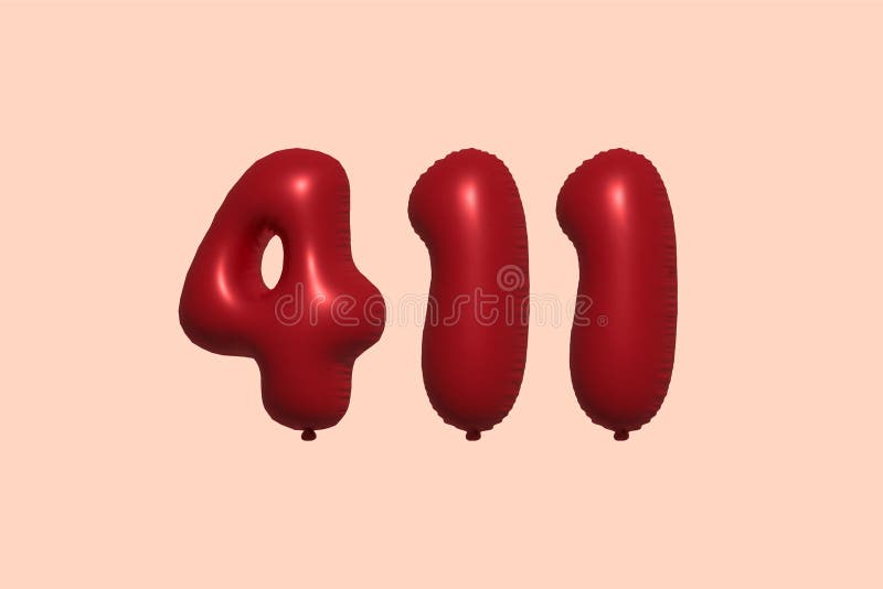 Red Helium Balloon 3D Number 411 Stock Vector - Illustration of letter ...