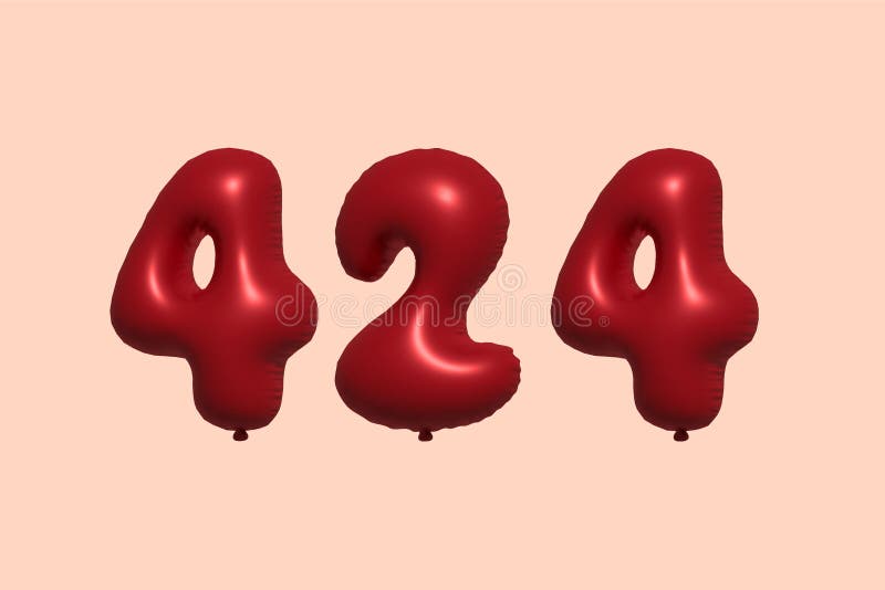 Red Helium Balloon 3D Number 424 Stock Vector - Illustration of balloon ...