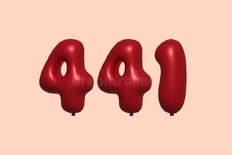 Red Helium Balloon 3D Number 441 Stock Vector - Illustration of ...
