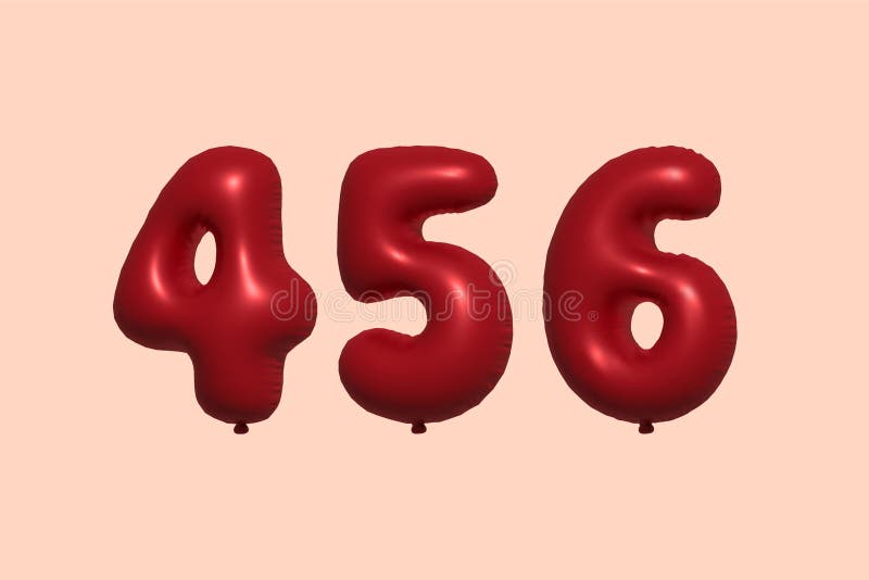 Red Helium Balloon 3D Number 456 Stock Vector - Illustration of ...
