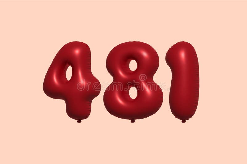Red Helium Balloon 3D Number 481 Stock Vector - Illustration of ...