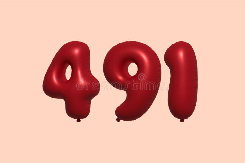 Red Helium Balloon 3D Number 491 Stock Vector - Illustration of number ...