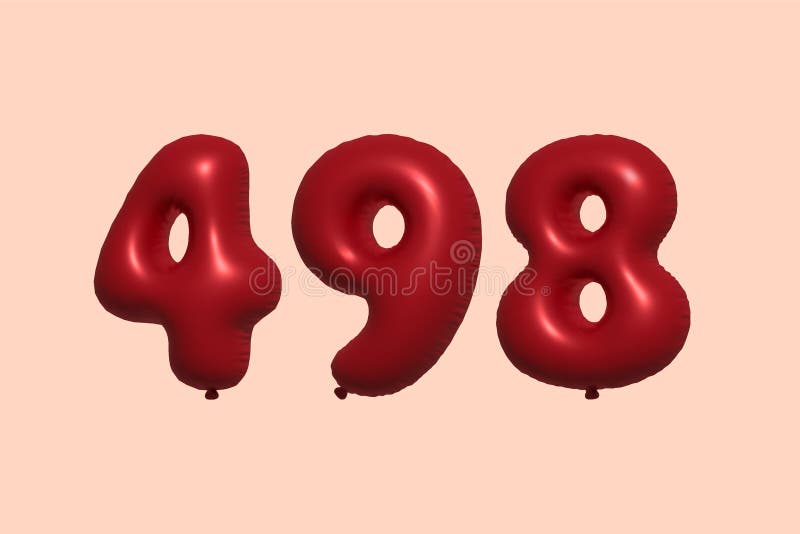 Red Helium Balloon 3D Number 498 Stock Vector - Illustration of party ...