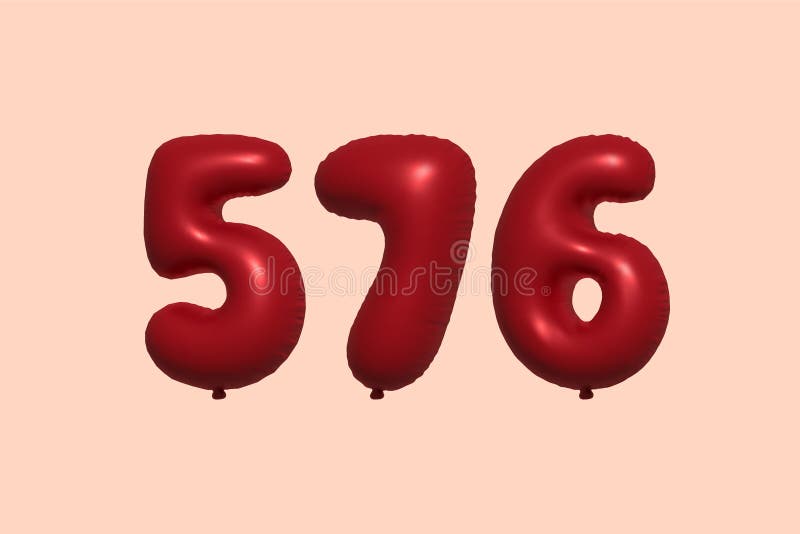 Red Helium Balloon 3D Number 576 Stock Vector - Illustration of design ...