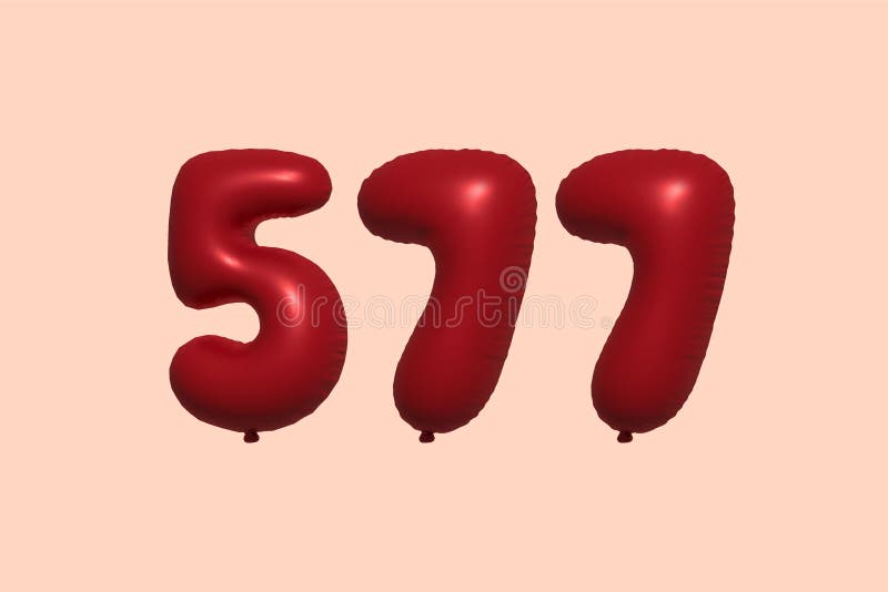 Red Helium Balloon 3D Number 577 Stock Vector - Illustration of year ...