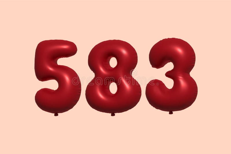 Red Helium Balloon 3D Number 583 Stock Vector - Illustration of ...