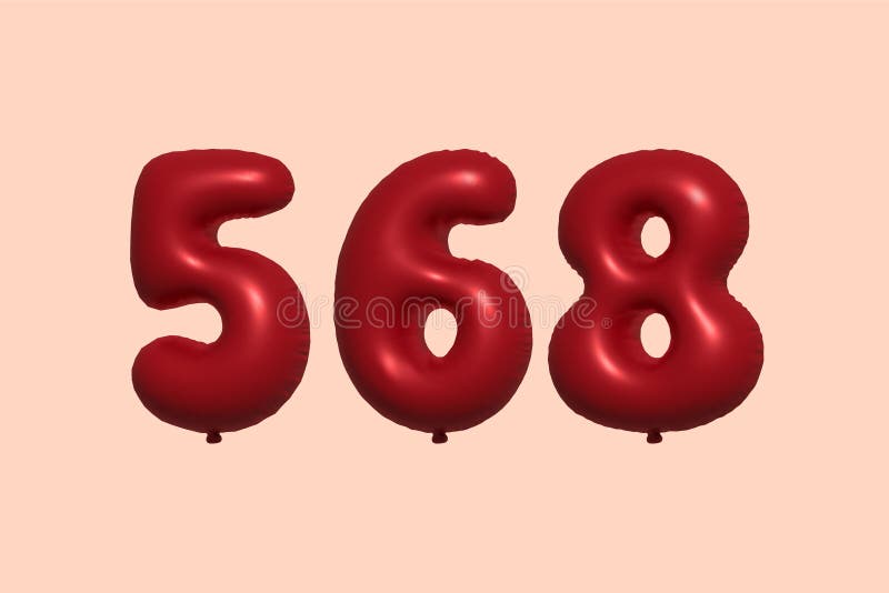 Red Helium Balloon 3D Number 568 Stock Vector - Illustration of number ...