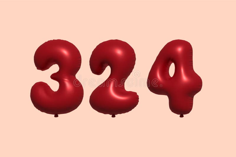 Red Helium Balloon 3D Number 324 Stock Vector - Illustration of ...
