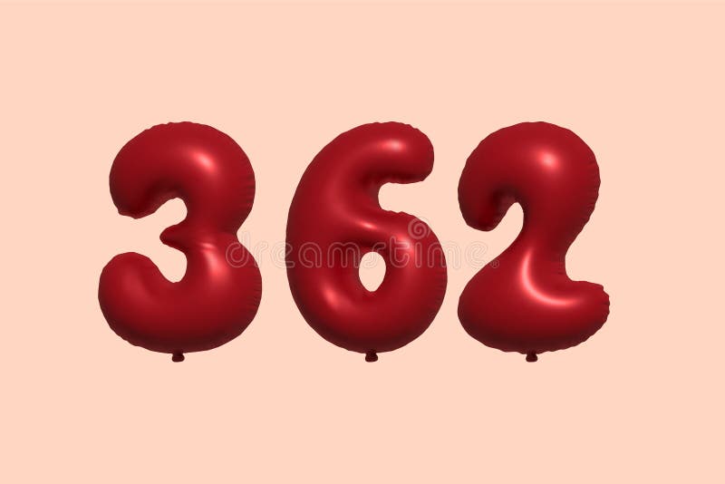 Red Helium Balloon 3D Number 362 Stock Vector - Illustration of year ...