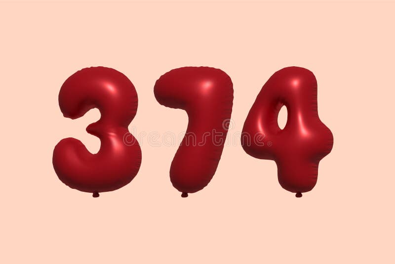 Red Helium Balloon 3D Number 374 Stock Vector - Illustration of ...