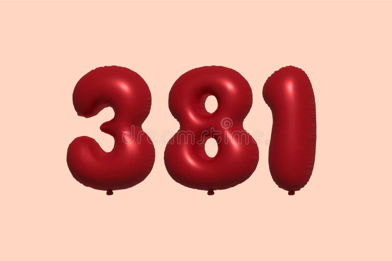 Red Helium Balloon 3D Number 381 Stock Vector - Illustration of ...