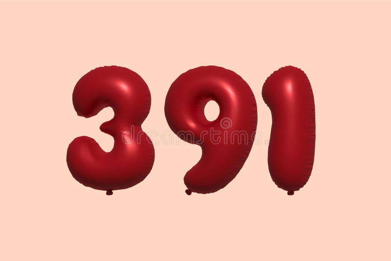 Red Helium Balloon 3D Number 391 Stock Vector - Illustration of year ...