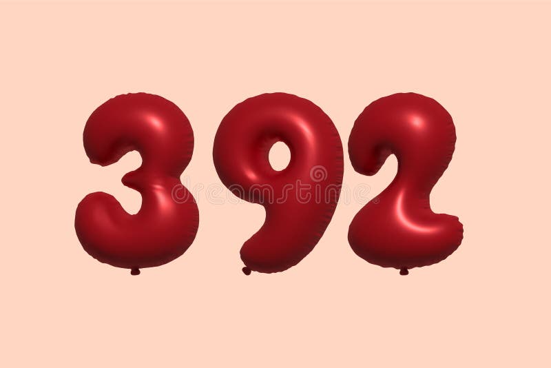 Red Helium Balloon 3D Number 392 Stock Vector - Illustration of ...
