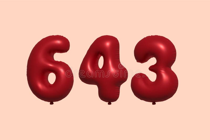 Red Helium Balloon 3D Number 643 Stock Vector - Illustration of vector ...
