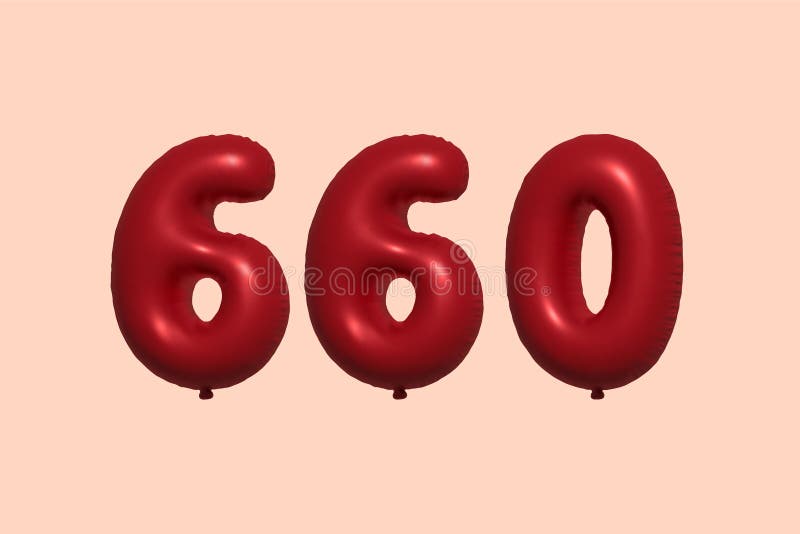 Red Helium Balloon 3D Number 660 Stock Vector - Illustration of balloon ...