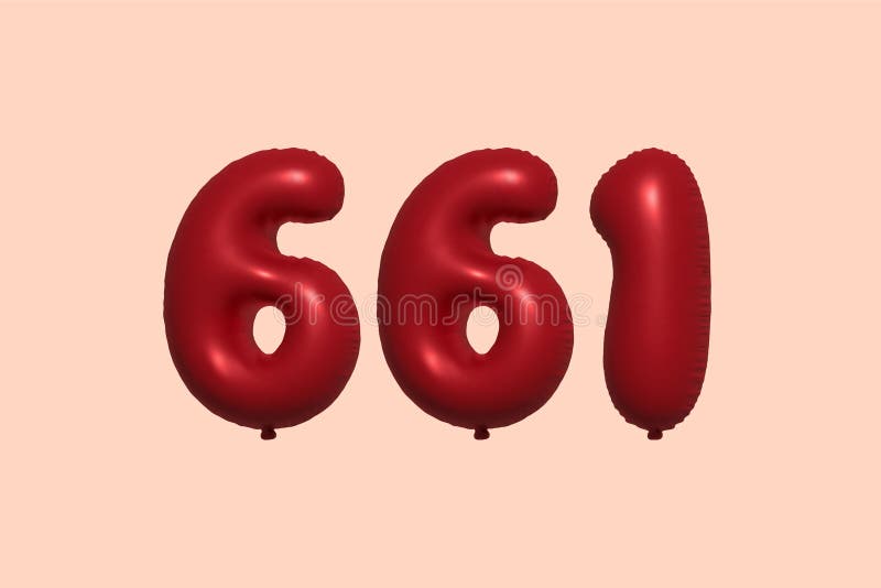 Red Helium Balloon 3D Number 661 Stock Vector - Illustration of ...