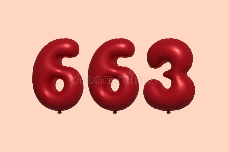 Red Helium Balloon 3D Number 663 Stock Vector - Illustration of ...