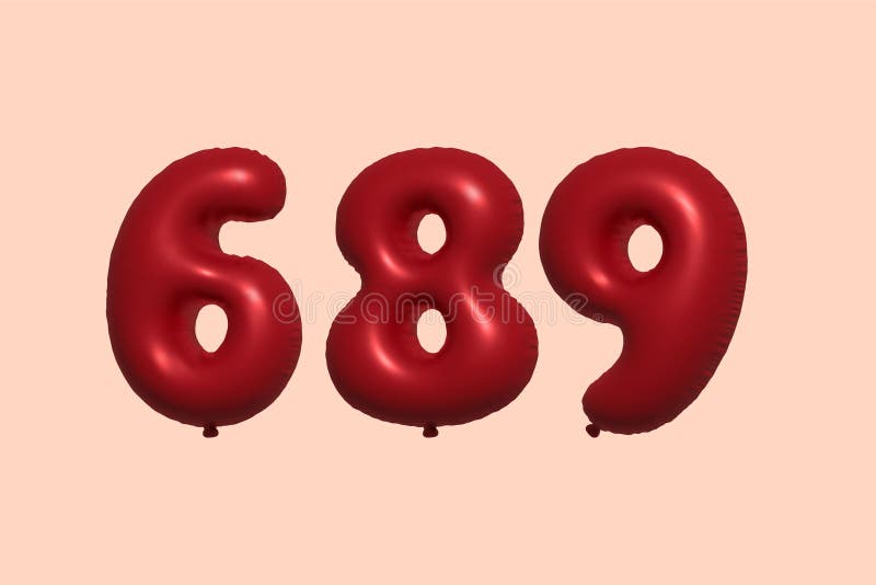Red Helium Balloon 3D Number 689 Stock Vector - Illustration of ...