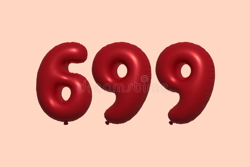 Red Helium Balloon 3D Number 699 Stock Vector - Illustration of offer ...