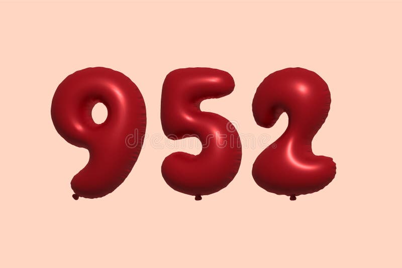 Red Helium Balloon 3D Number 952 Stock Vector - Illustration of foil ...
