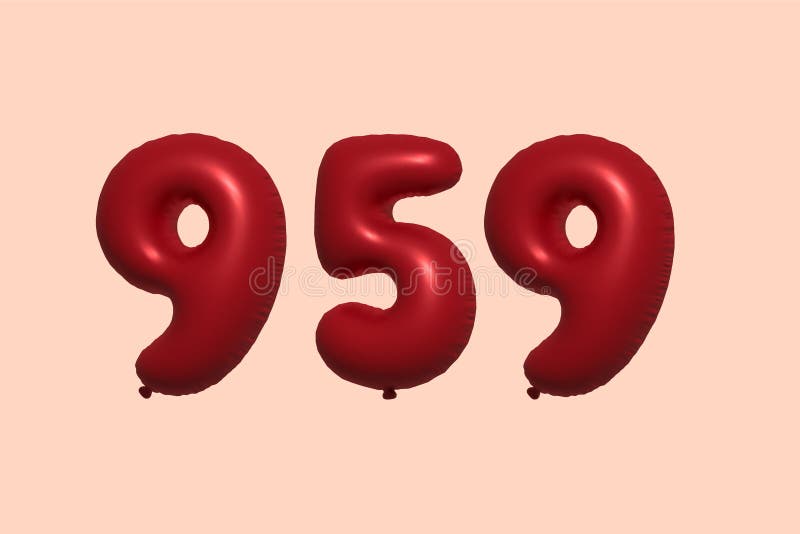 Red Helium Balloon 3D Number 959 Stock Vector - Illustration of decor ...